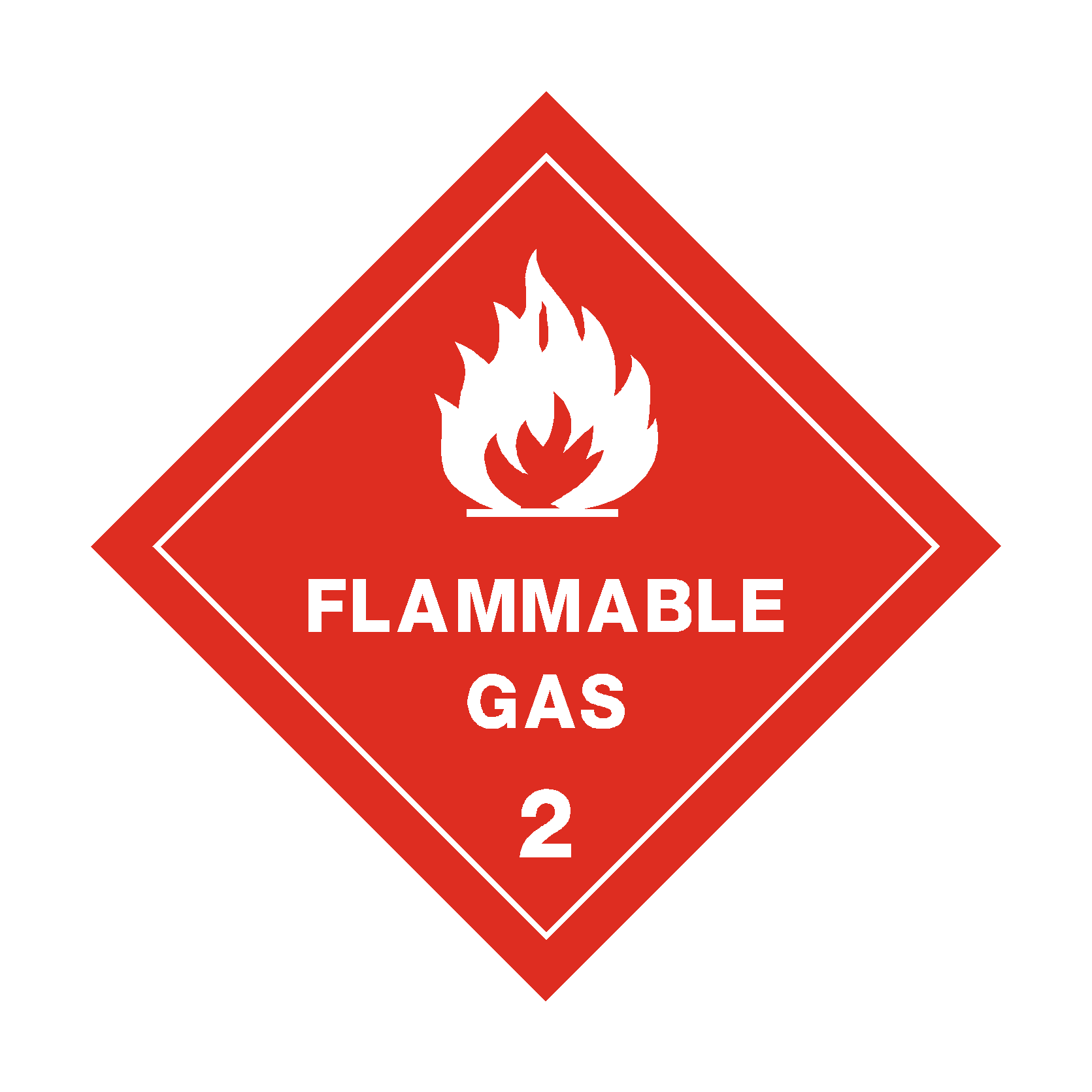 Flammable Gas 2 White Sign | PVC Safety Signs
