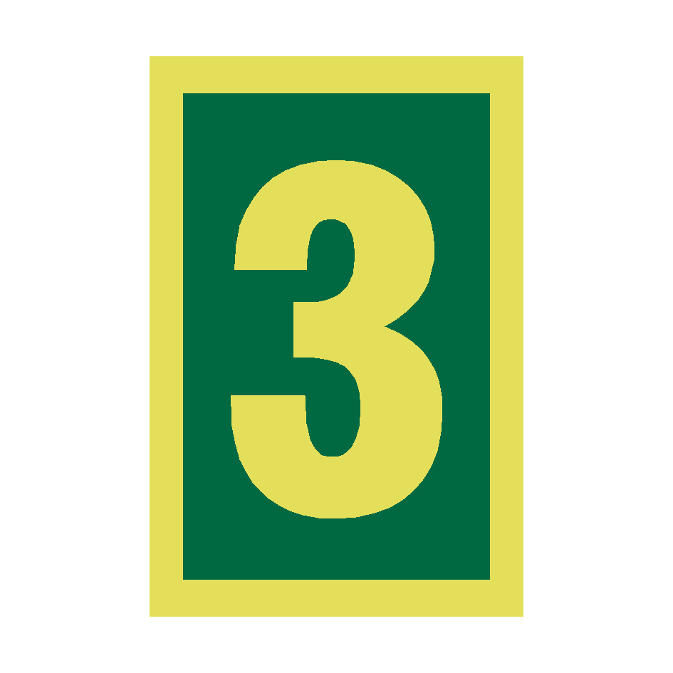 IMO Number 3 Sign Photoluminescent | PVC Safety Signs