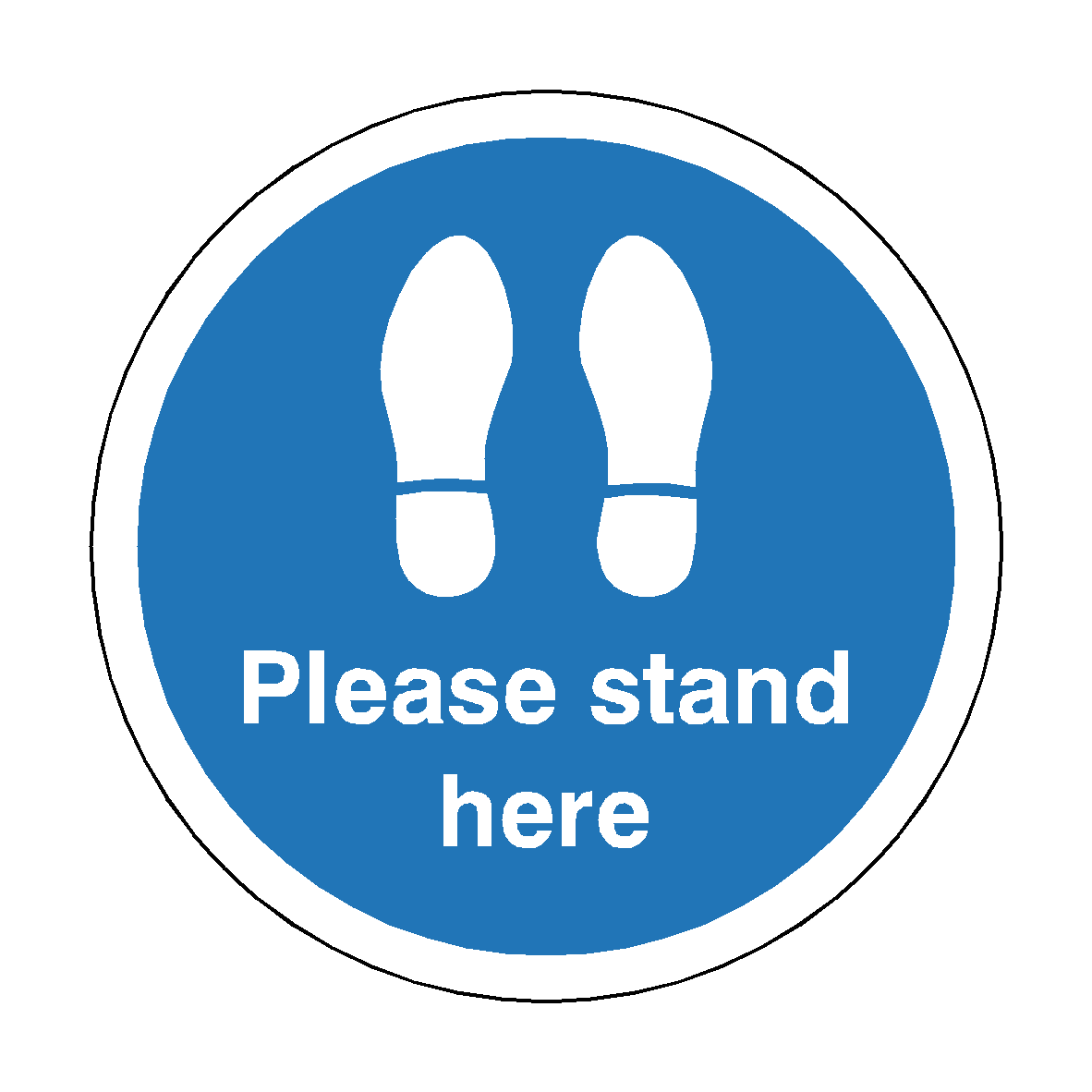 Please Stand Here Floor Sticker - Blue | PVC Safety Signs