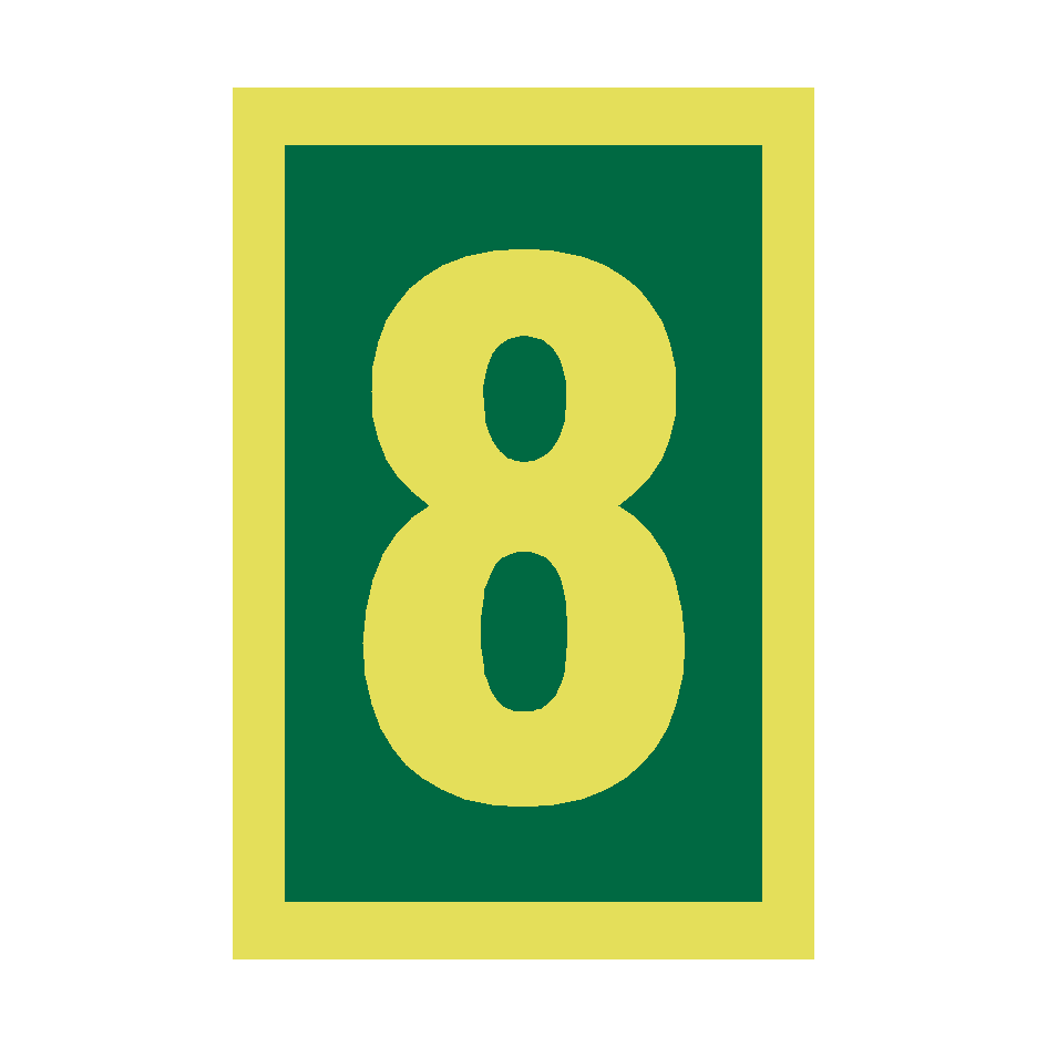 IMO Number 8 Sign Photoluminescent | PVC Safety Signs