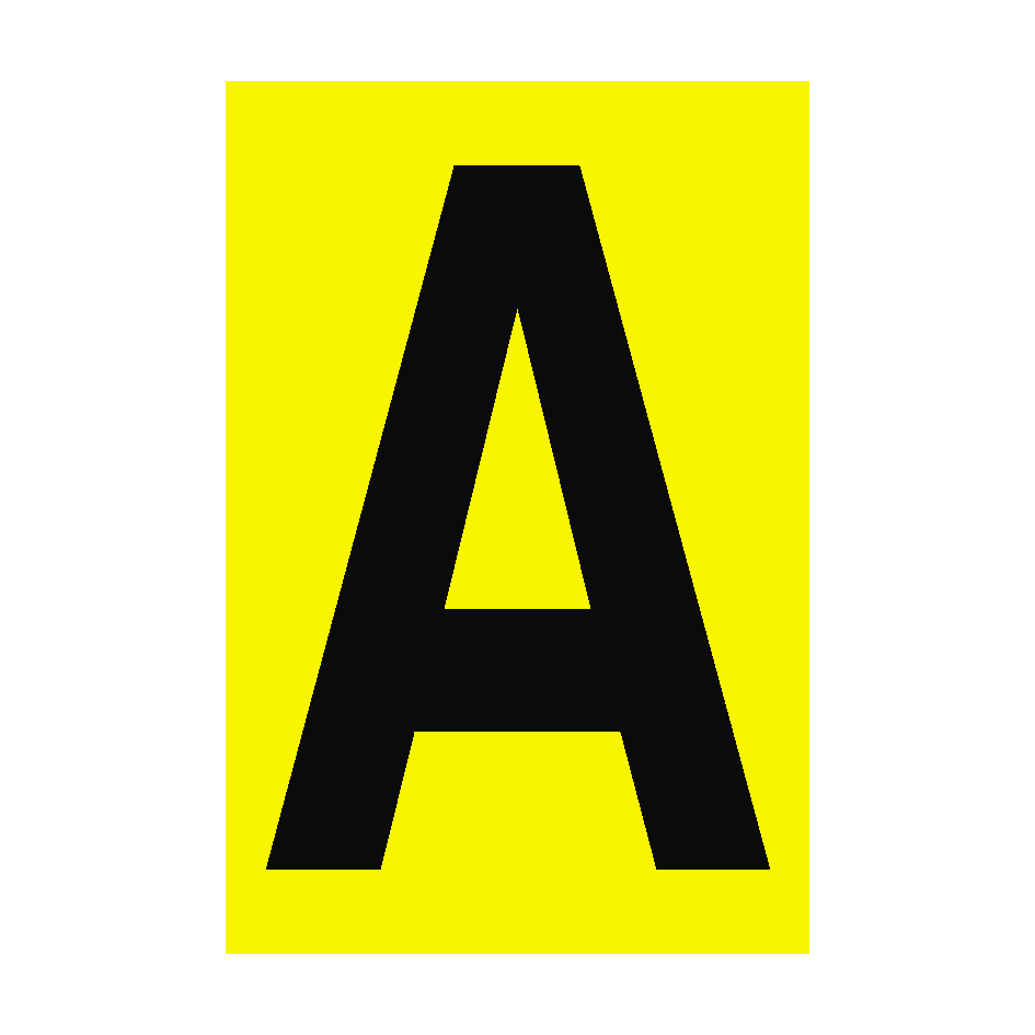 Letter A Yellow Sign | PVC Safety Signs