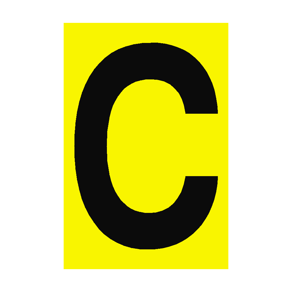 Letter C Yellow Sign | PVC Safety Signs