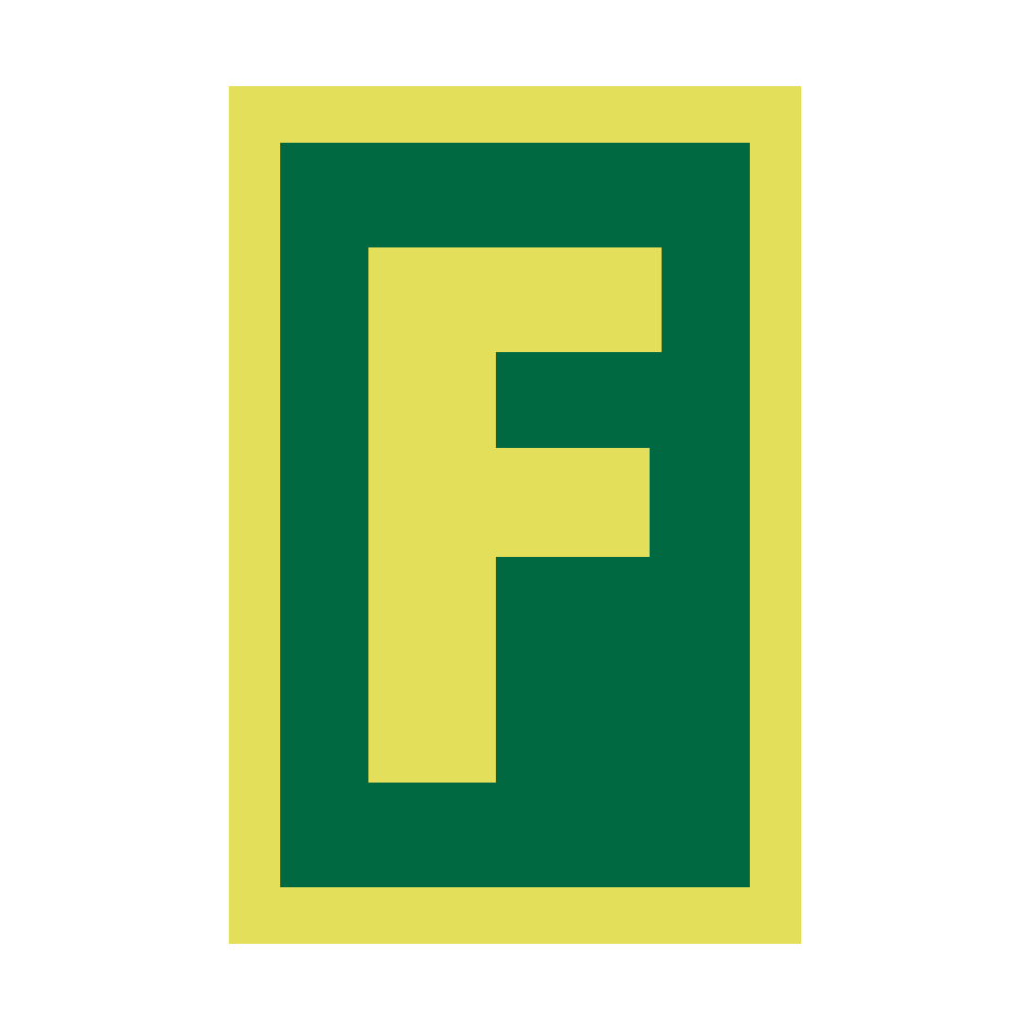 IMO Letter F Sign Photoluminescent | PVC Safety Signs