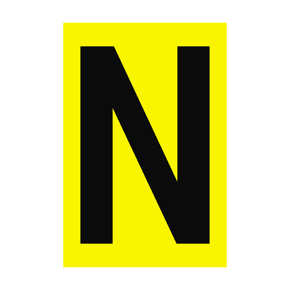 Letter N Yellow Sign | PVC Safety Signs
