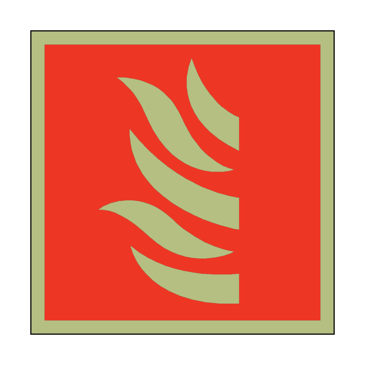 Photoluminescent Fire Symbol Square Sign | PVC Safety Signs