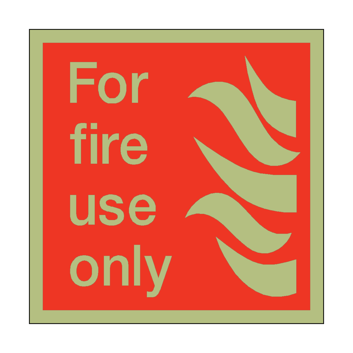 Photoluminescent For Fire Use Only Square Sign | PVC Safety Signs