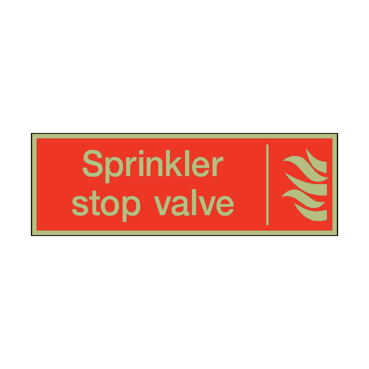 Photoluminescent Sprinkler Stop Valve Safety Sign | PVC Safety Signs