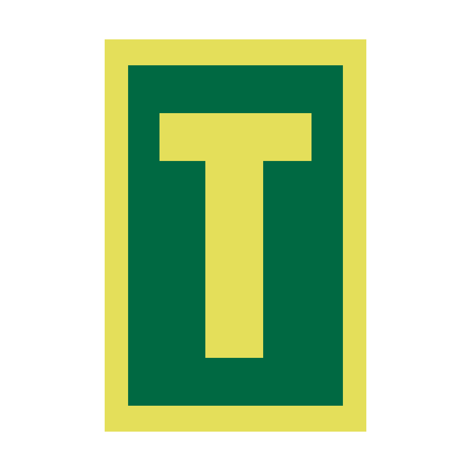 IMO Letter T Sign Photoluminescent | PVC Safety Signs