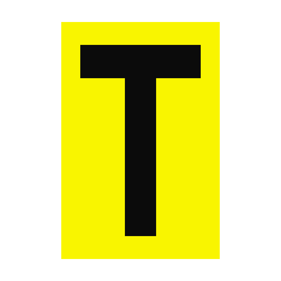 Letter T Yellow Sign | PVC Safety Signs