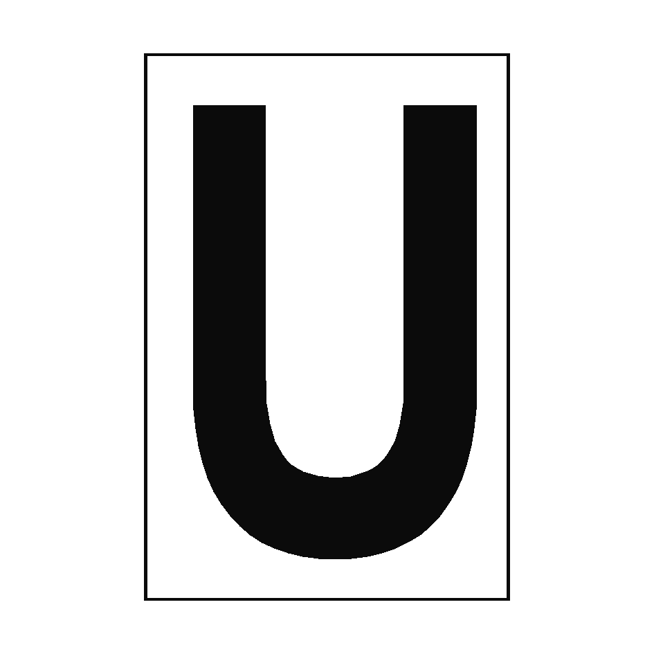 Letter U White Sign