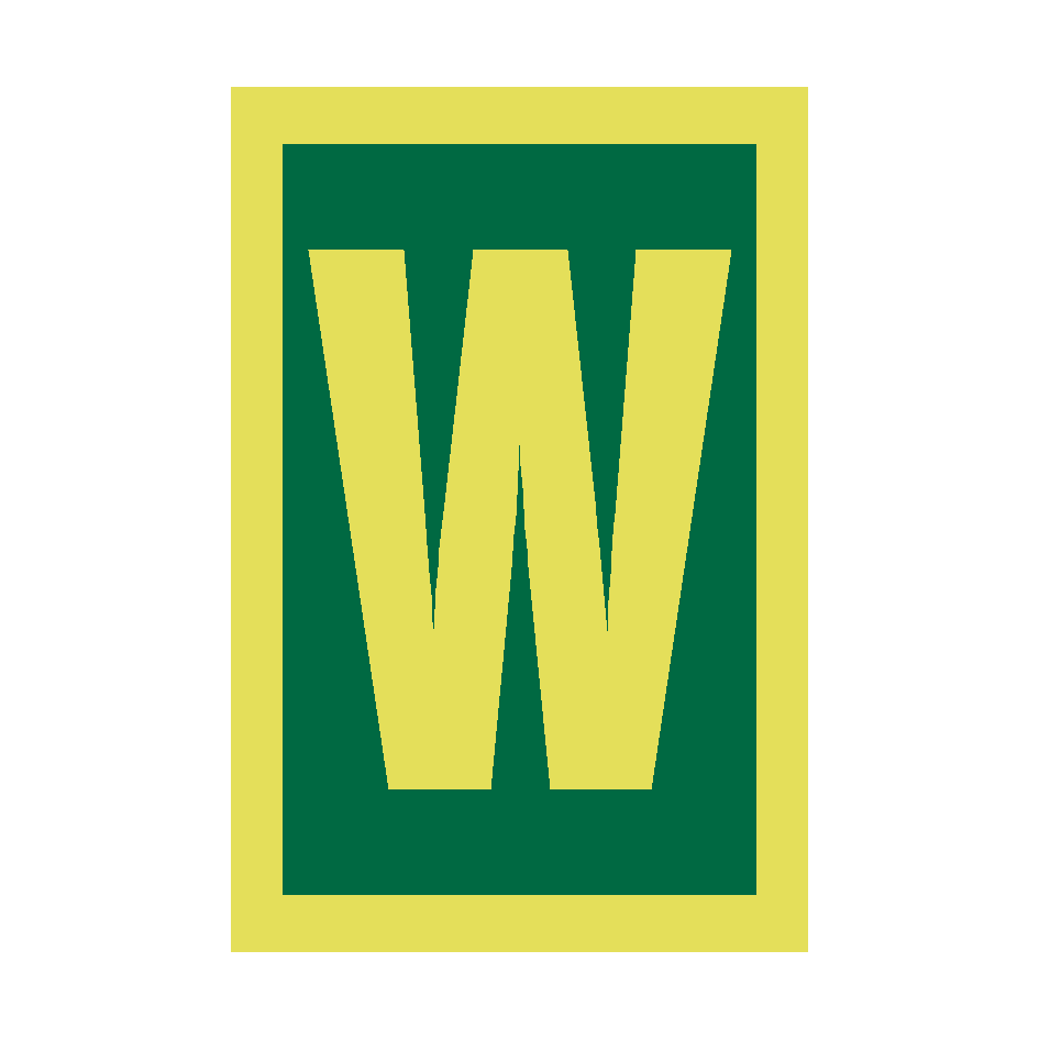 IMO Letter W Sign Photoluminescent | PVC Safety Signs