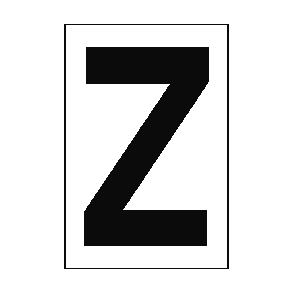 Letter Z White Sign | PVC Safety Signs