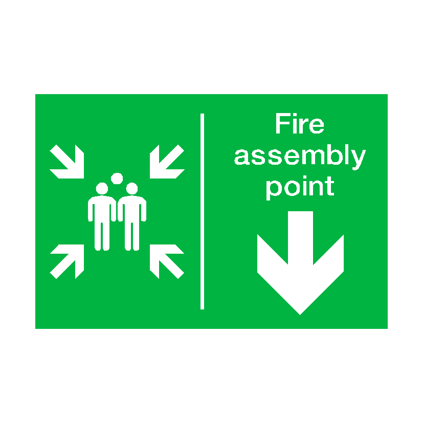 Fire Assembly Point Arrow Down Sign | PVC Safety Signs