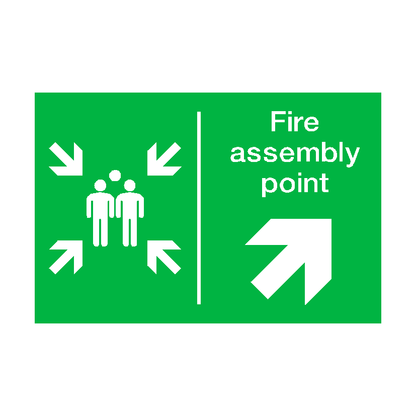 Fire Assembly Point Arrow Up Right Sign | PVC Safety Signs