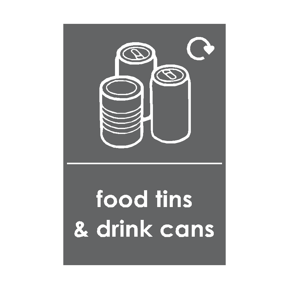 Food Tins and Drink Cans Waste Recycling Signs | PVC Safety Signs