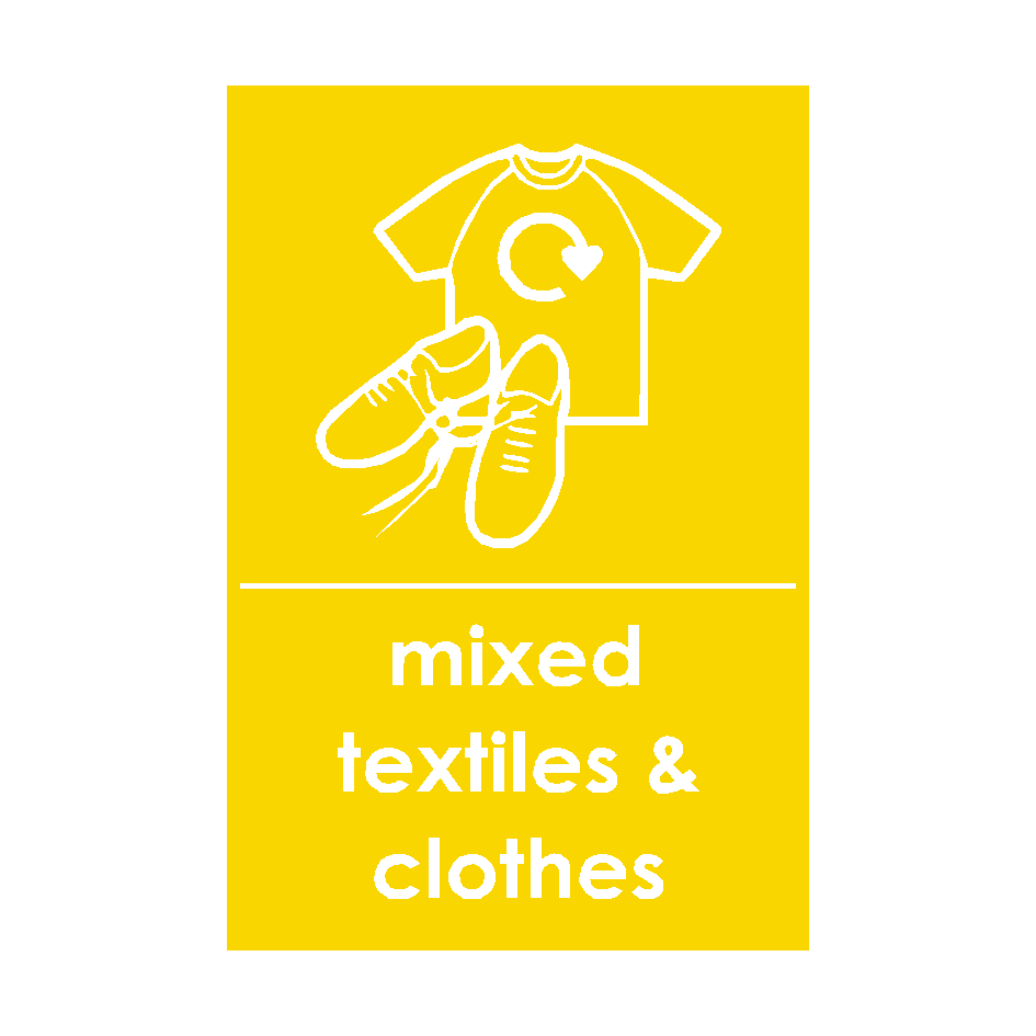Mixed Textiles and Clothes Waste Recycling Signs | PVC Safety Signs