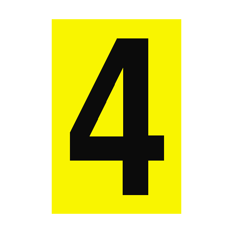 Number Sign 4 Yellow | PVC Safety Signs
