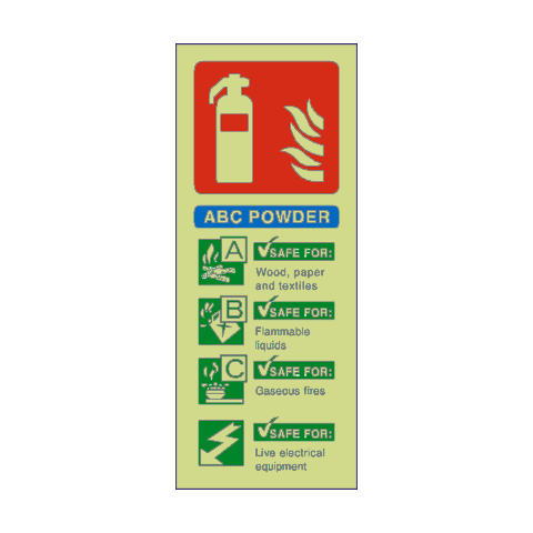 ABC Powder Fire Extinguisher Photoluminescent Sign | PVC Safety Signs