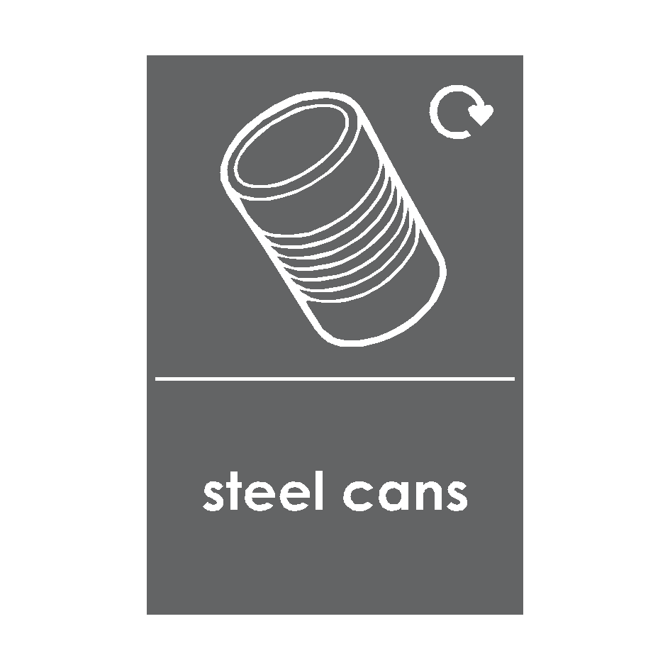Steel Cans Waste Recycling Signs | PVC Safety Signs