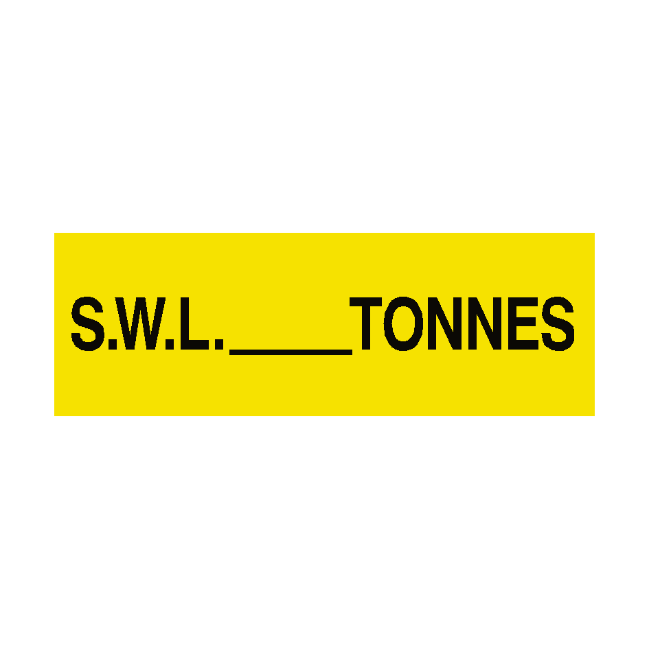 S.W.L Sign Tonnes Yellow | PVC Safety Signs